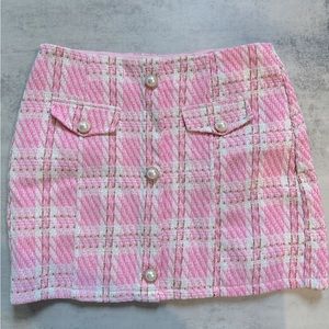 SHEIN | Skirts | Shein Pink Tweed Plaid Skirt Clueless Office Wear ...